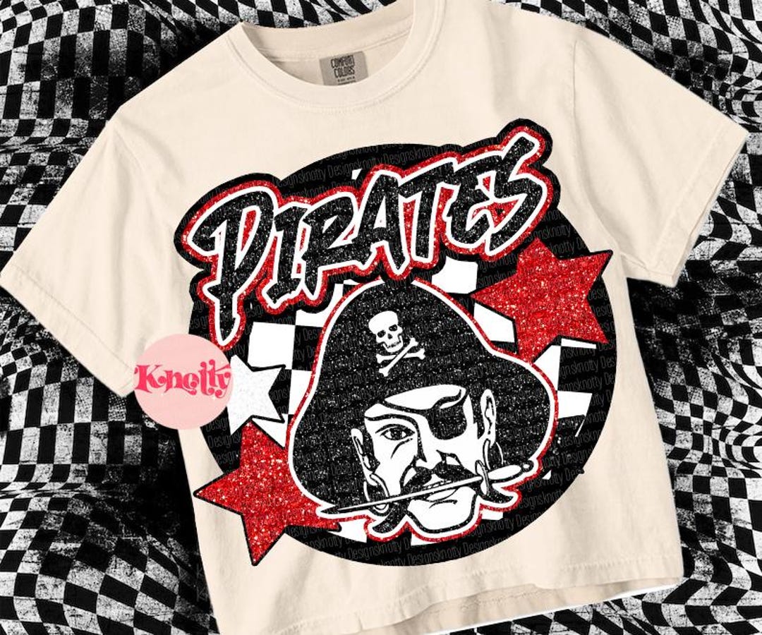 Retro Grunge Preppy PIRATE -mascot- PNG - School Spirit- Red Black ...