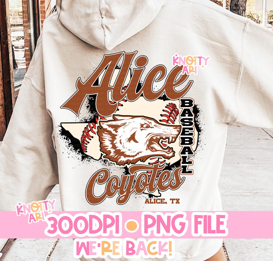 Vintage Inspired Alice Coyotes Baseball -mascot- Orange Coyotes PNG ...