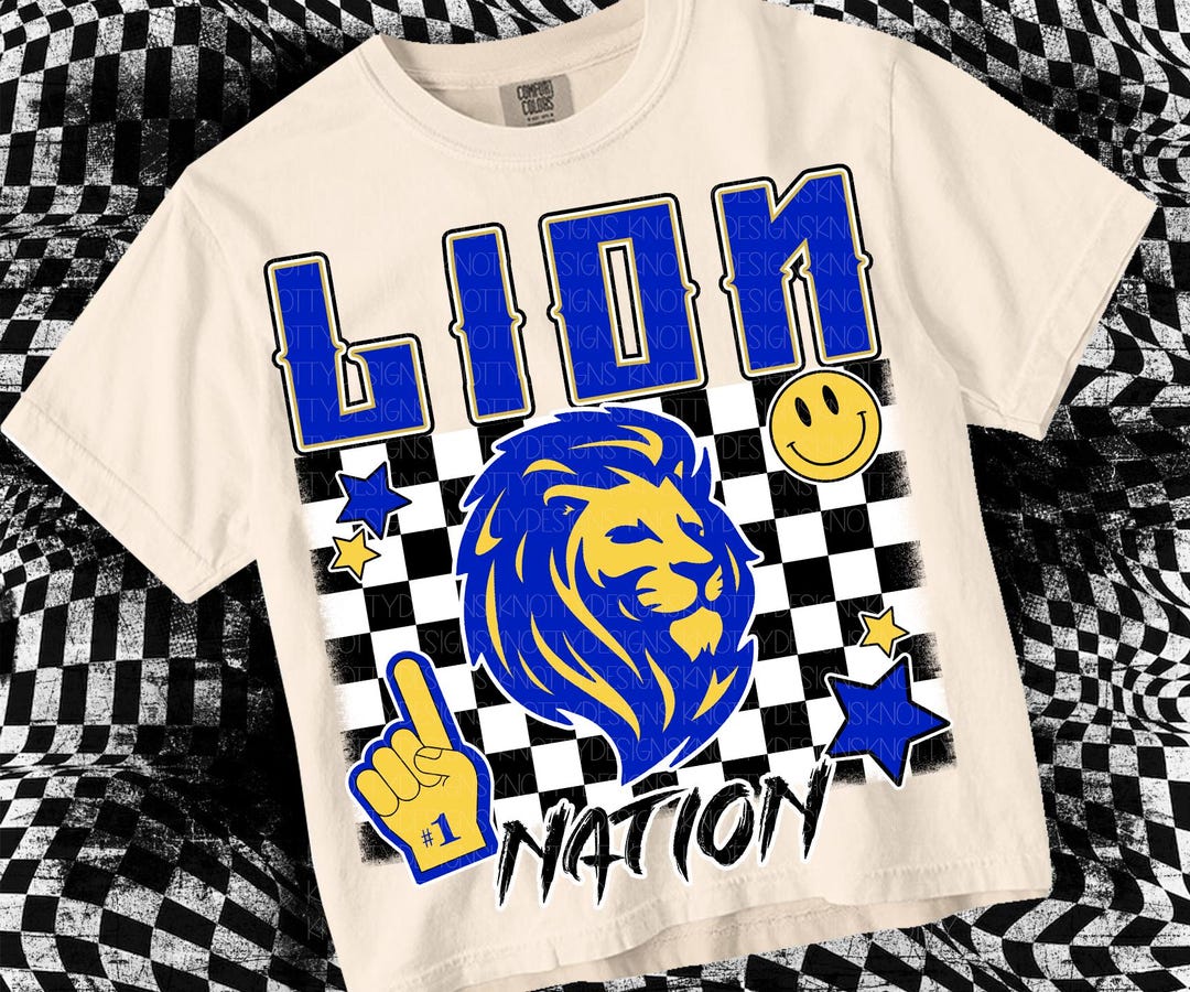 Cute Preppy- PNG File - LION NATION - Mascots-blue Yellow - Etsy