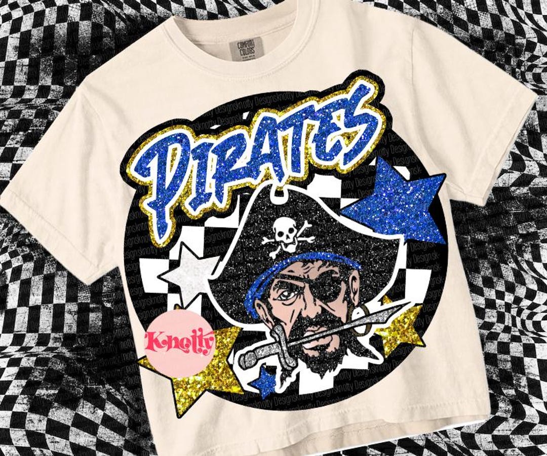 Retro Glitter Preppy PIRATE -mascot- PNG - School Spirit - Blue Gold - Etsy