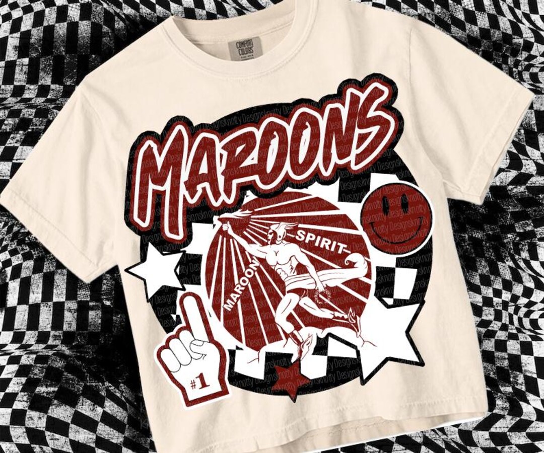 Retro Grunge - Mascot-maroons PNG - School Spirit - Maroon - Etsy