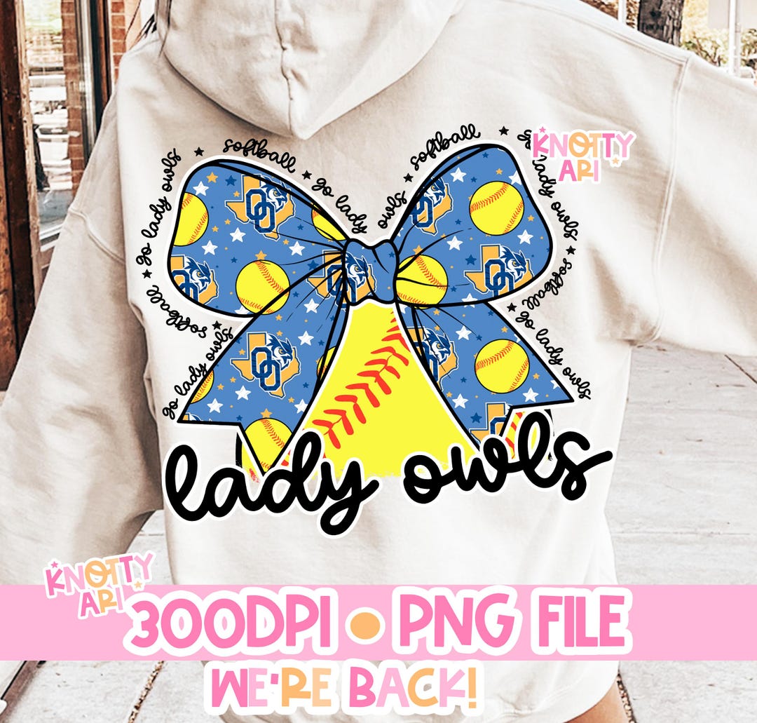 Coquette Odem Owls Softball PNG - Blue Yellow- School Spirit - Ready to ...