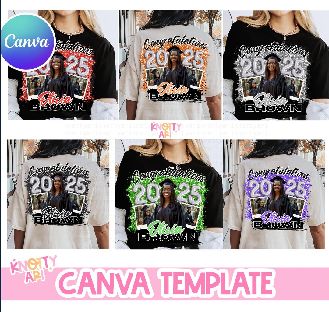 Class of 2025 Glitter Graduation Shirt Design – Customizable Canva ...