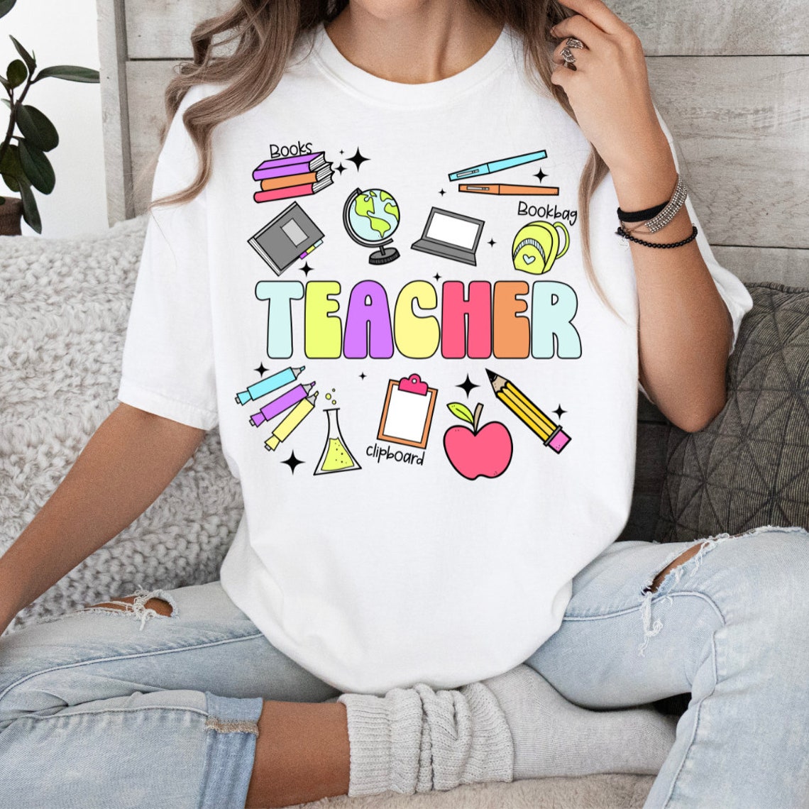 Pastel Teacher Clipart Teacher Shirt PNG - Etsy