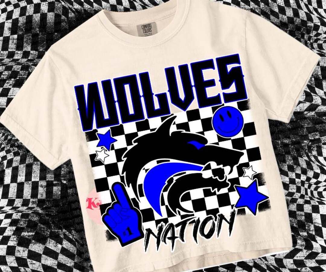 Retro Glitter - Mascot-wolves NATION PNG - School Spirit - Black and ...