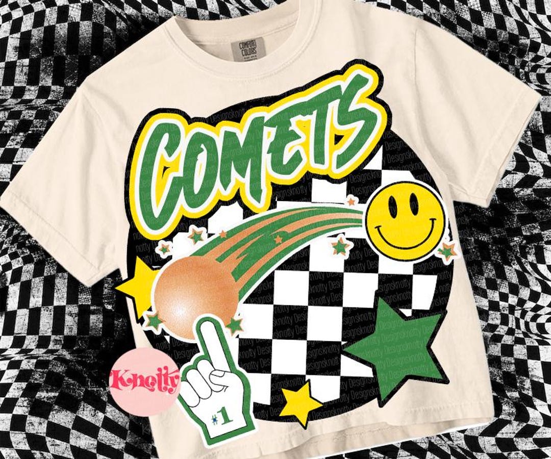 Retro Mascot - Comets PNG - School Spirit - Yellow Green - Etsy