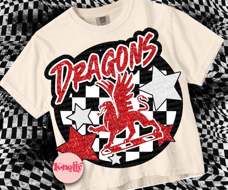 Retro Glitter - Mascot-dragons PNG - School Spirit - Etsy