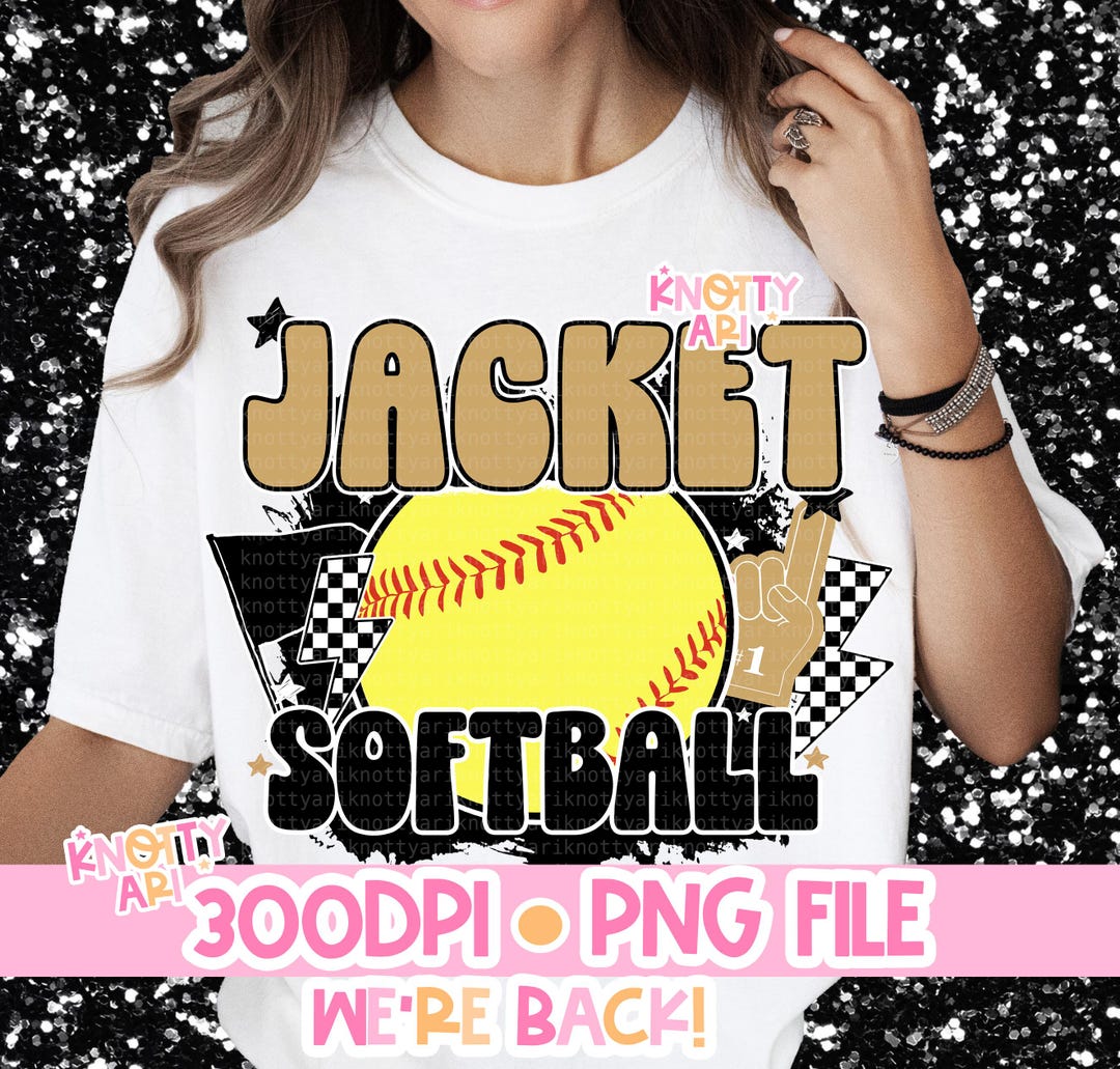 Retro Softball Splatter & Stars - PNG File - JACKET Softball - Mascots ...