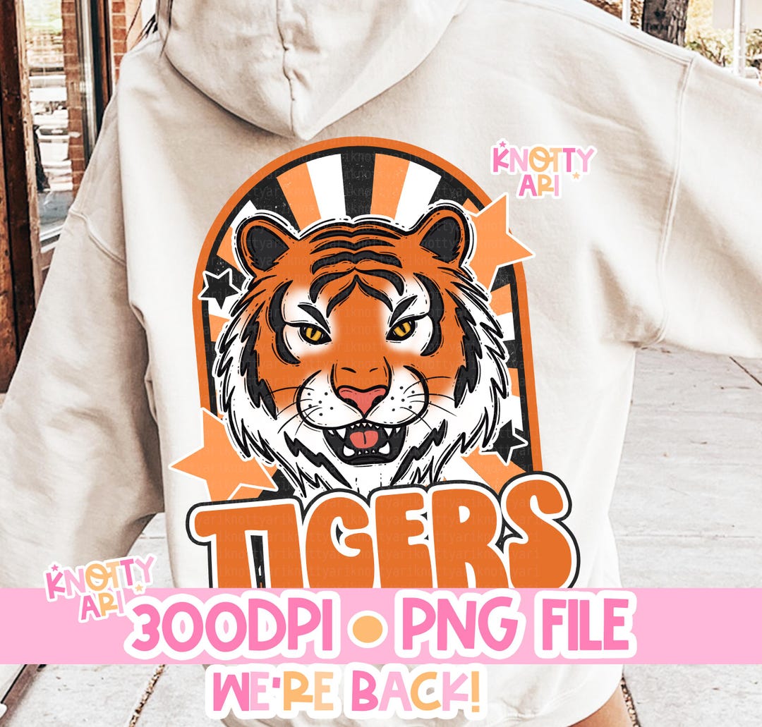 Cute Groovy- Retro Mascot -tigers PNG - School Spirit - Ready to Print ...