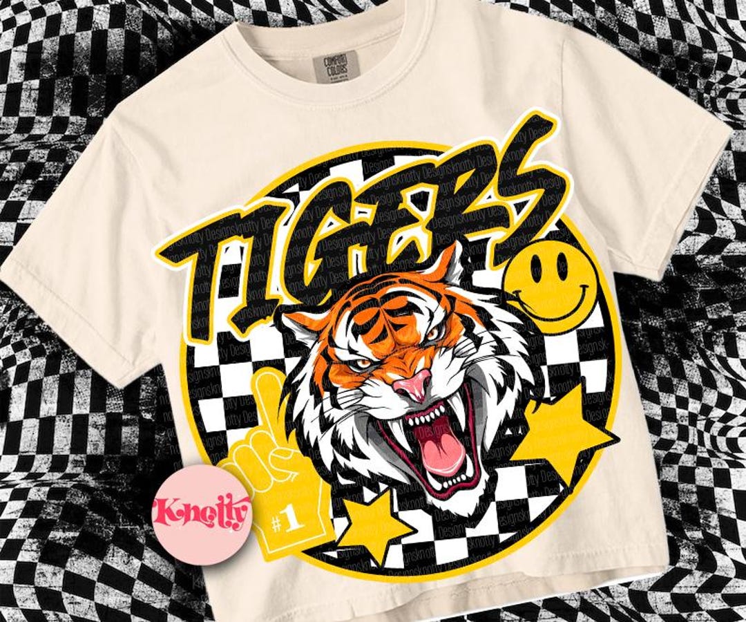 Retro Mascot -tigers PNG - School Spirit - Yellow - Etsy