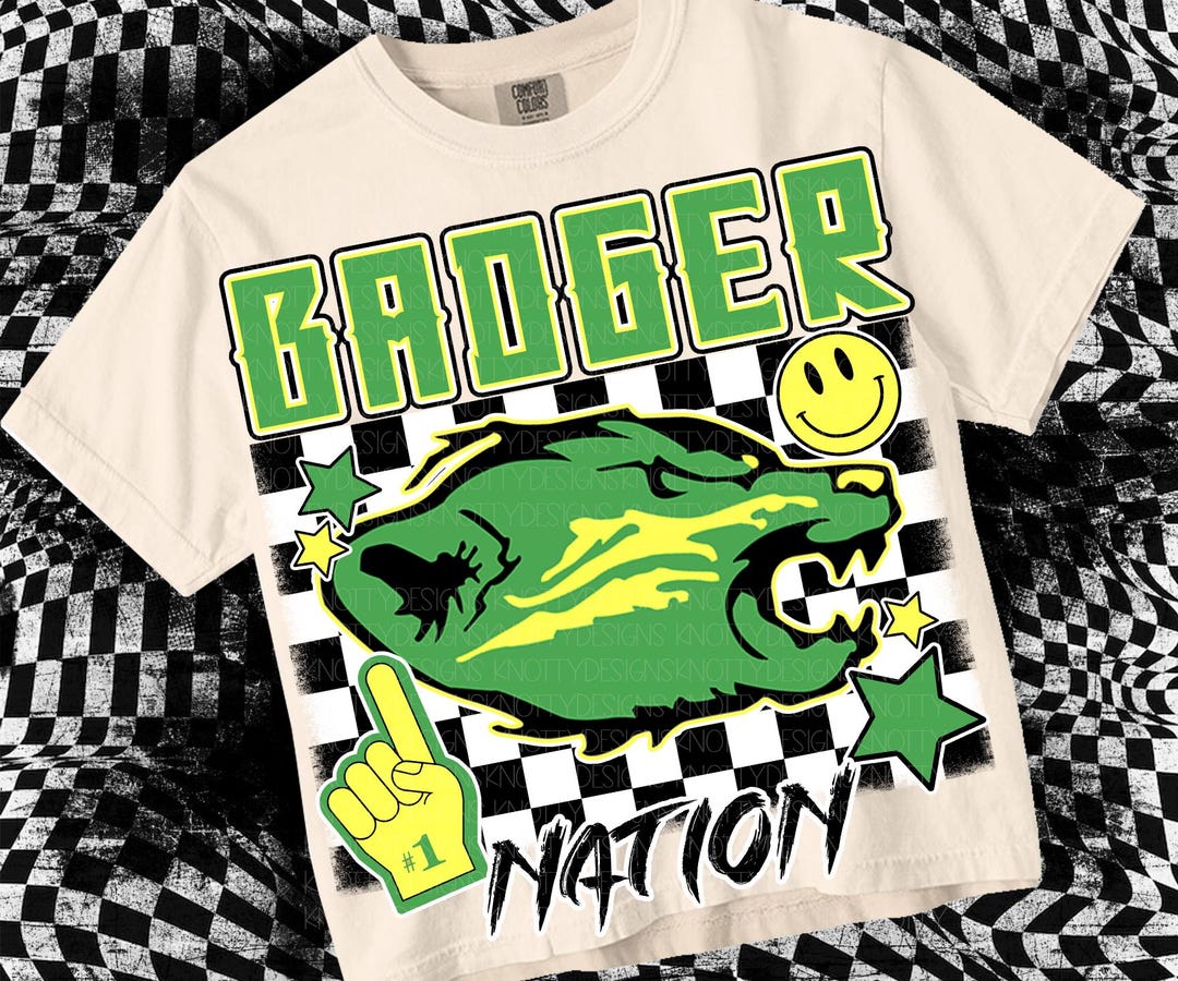 Cute Preppy Glitter- PNG File - BADGER NATION - Mascots Green Yellow - Etsy