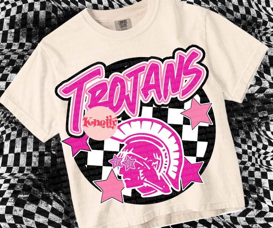 Retro Pop Pink - Trojan PNG - School Spirit - Etsy