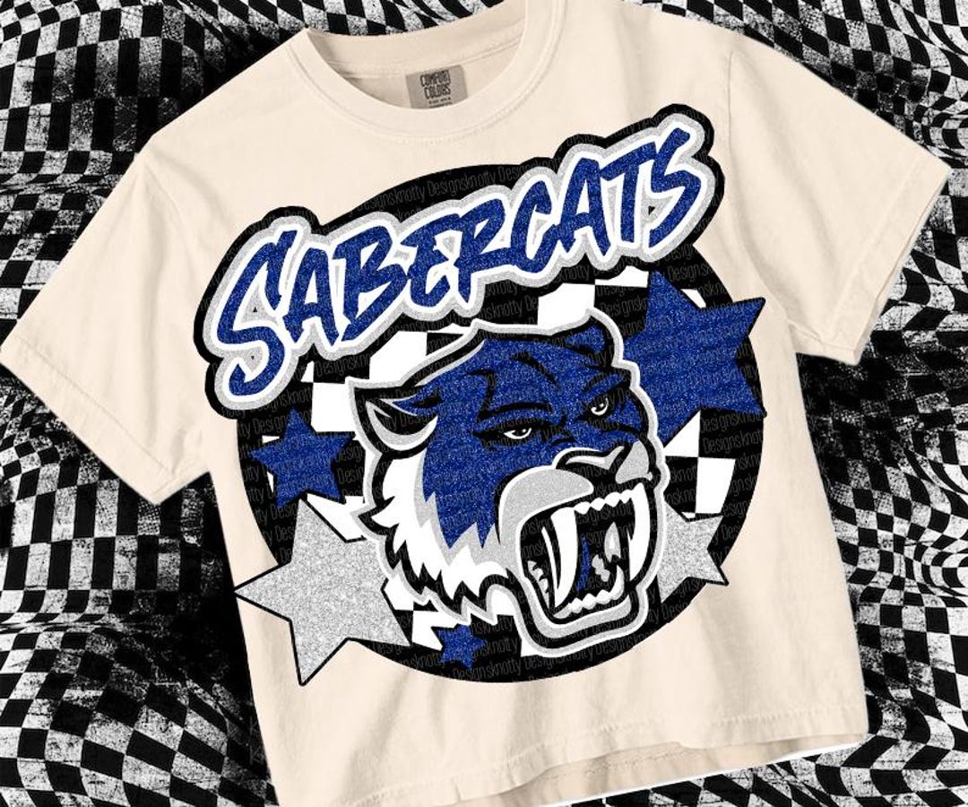 Retro Pop Colorful Mascot Sticker Preppy-sabercats PNG - Etsy