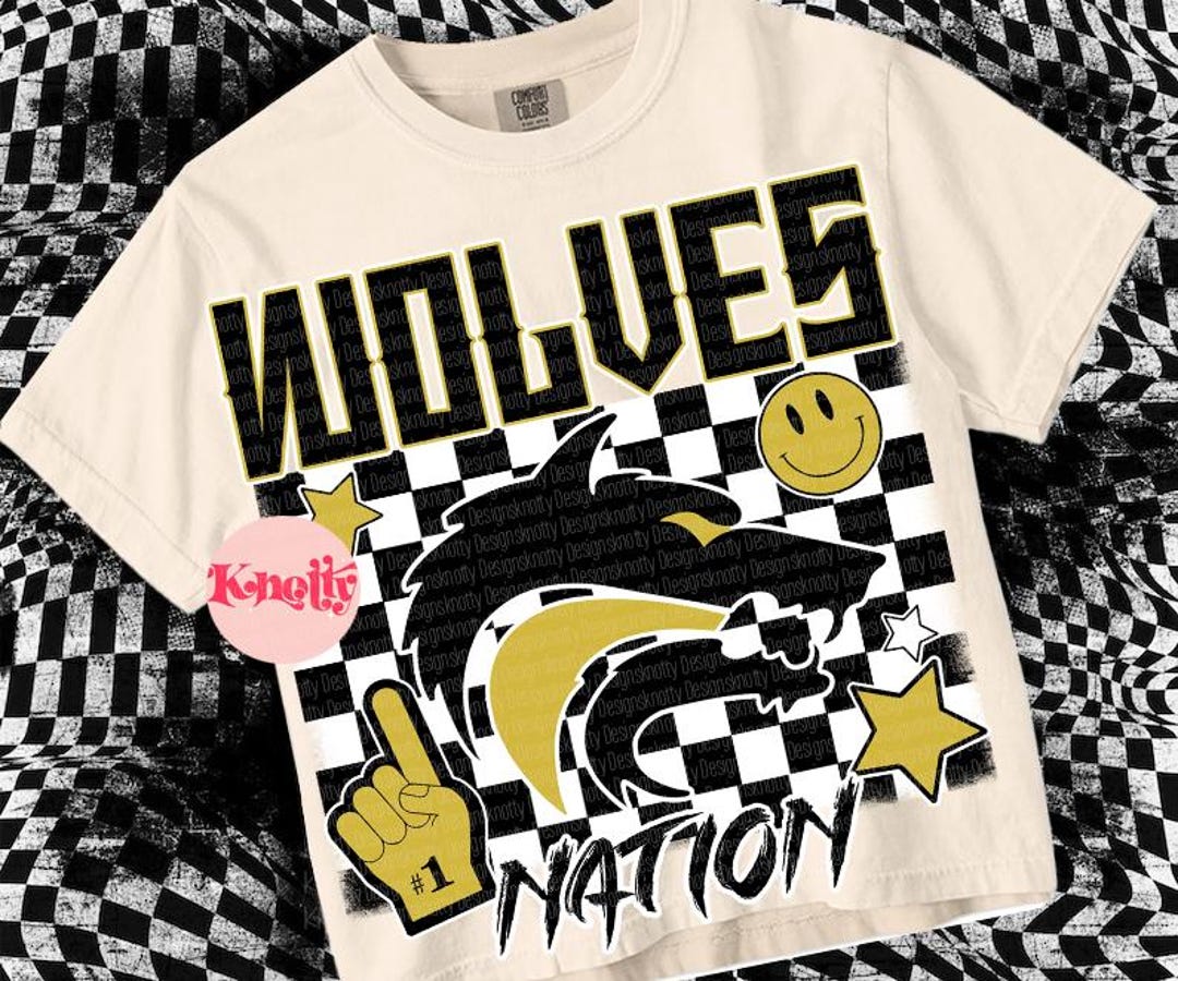 Retro Glitter Mascot-wolves NATION PNG School Spirit Black and Gold - Etsy