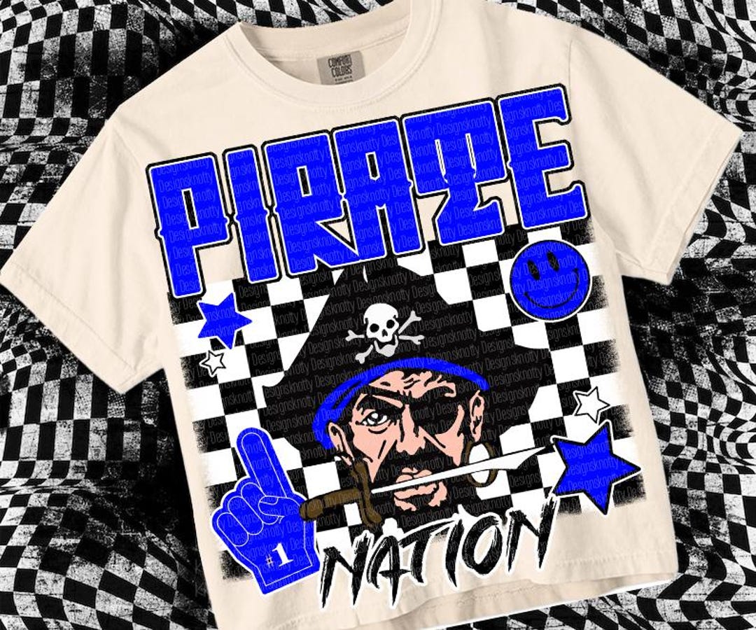 Retro Grunge Preppy PIRATE Nation-mascot- PNG - School Spirit - Blue - Etsy