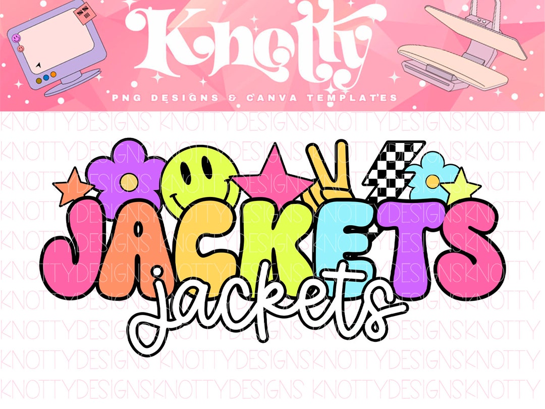 Retro Pop Preppy Colorful Sticker Mascot-jackets- PNG - School Spirit ...