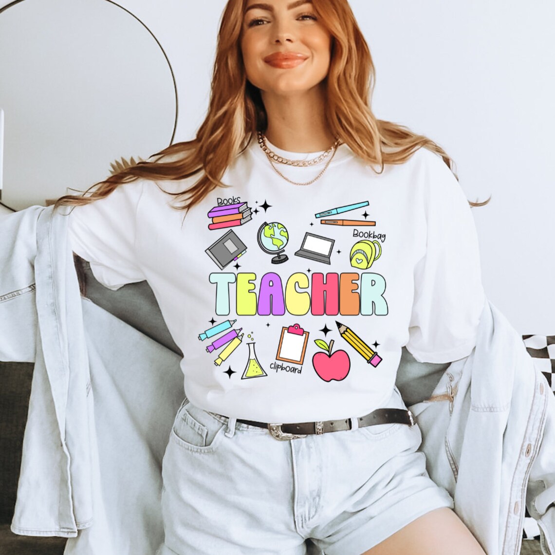 Pastel Teacher Clipart Teacher Shirt PNG - Etsy