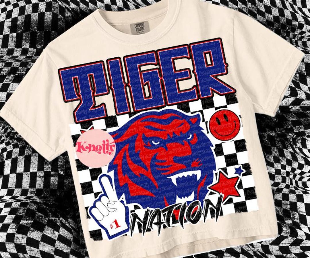 Retro Mascot -TIGER NATION PNG - School Spirit Red Navy - Etsy