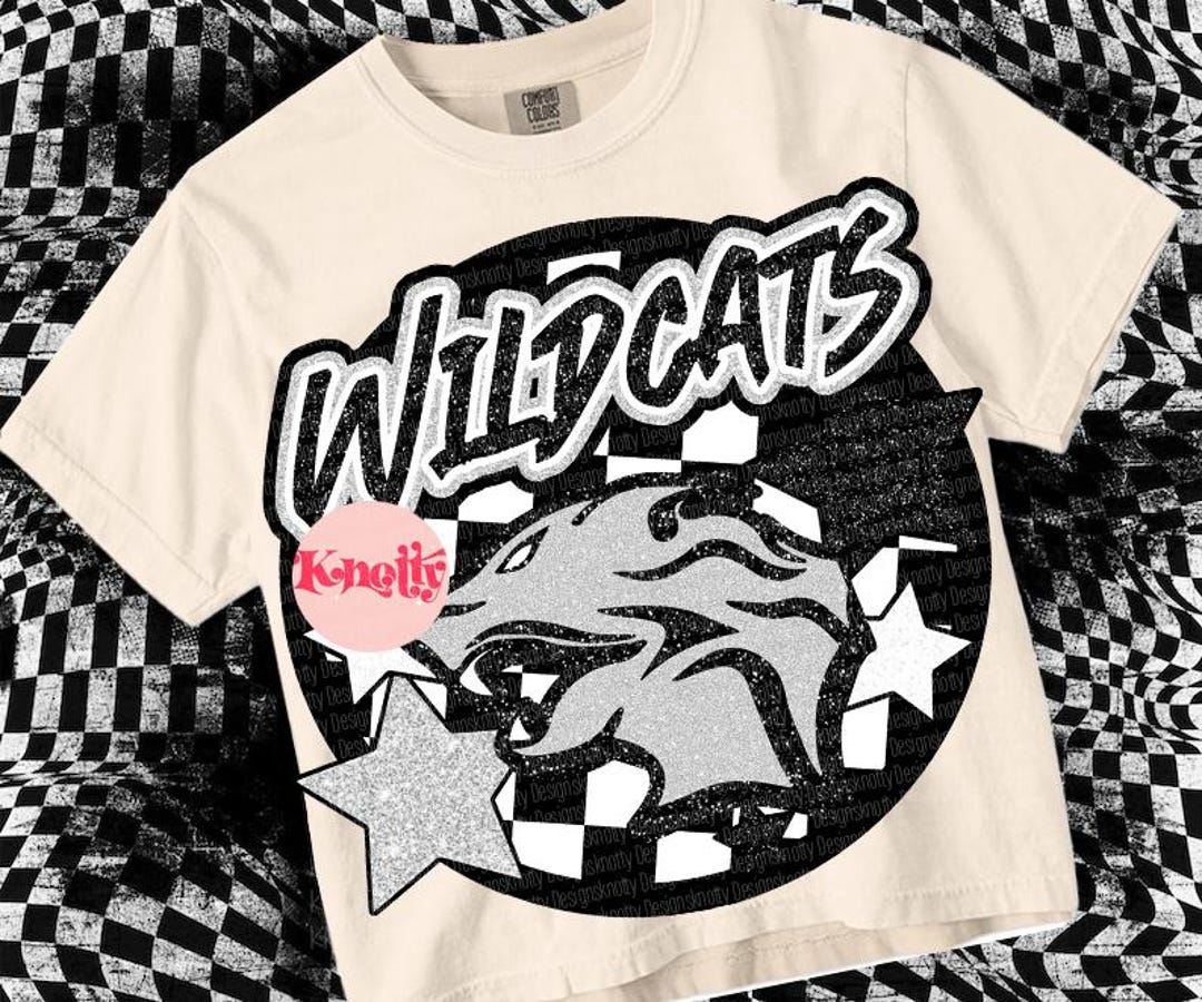 Retro Pop Glitter -WILDCAT PNG - School Spirit-black Grey - Etsy