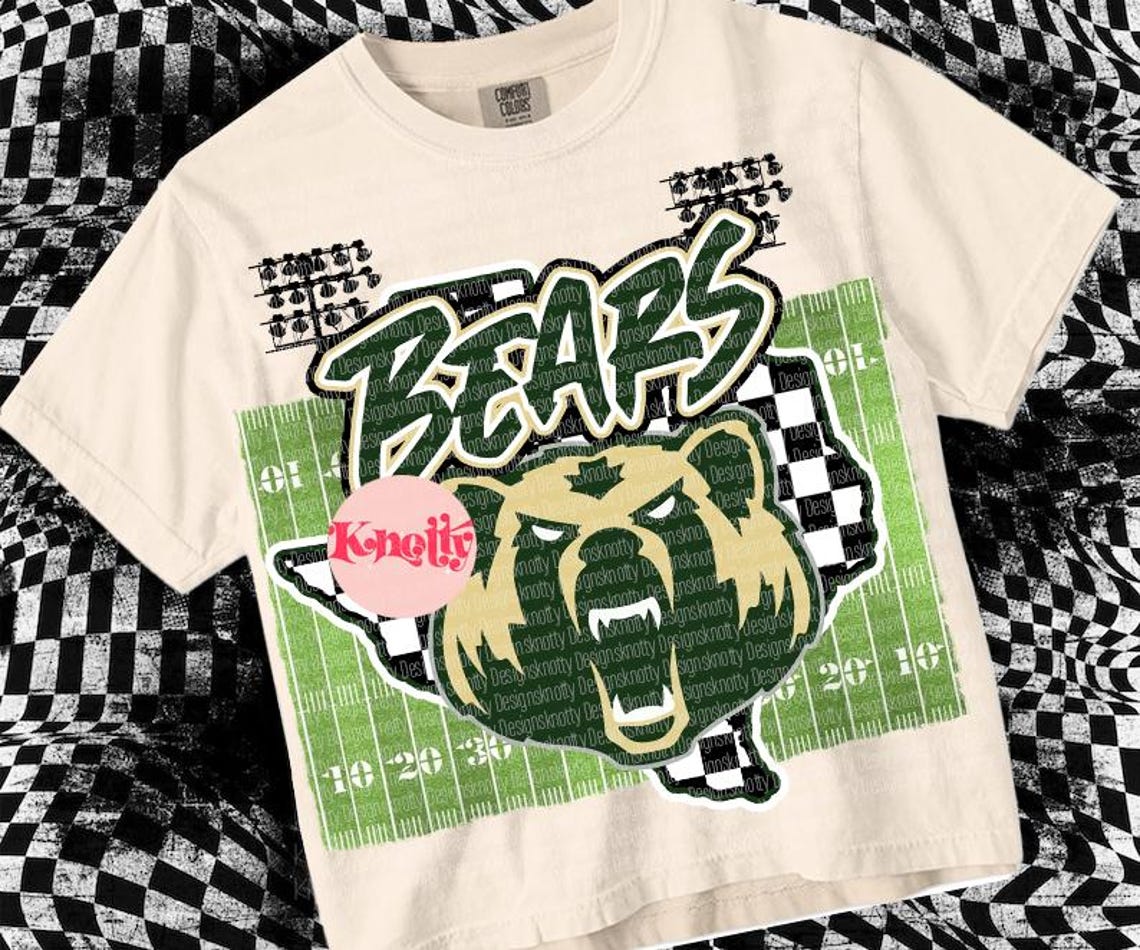 Retro Grunge - Mascot-bears PNG - School Spirit - Green Gold Football ...