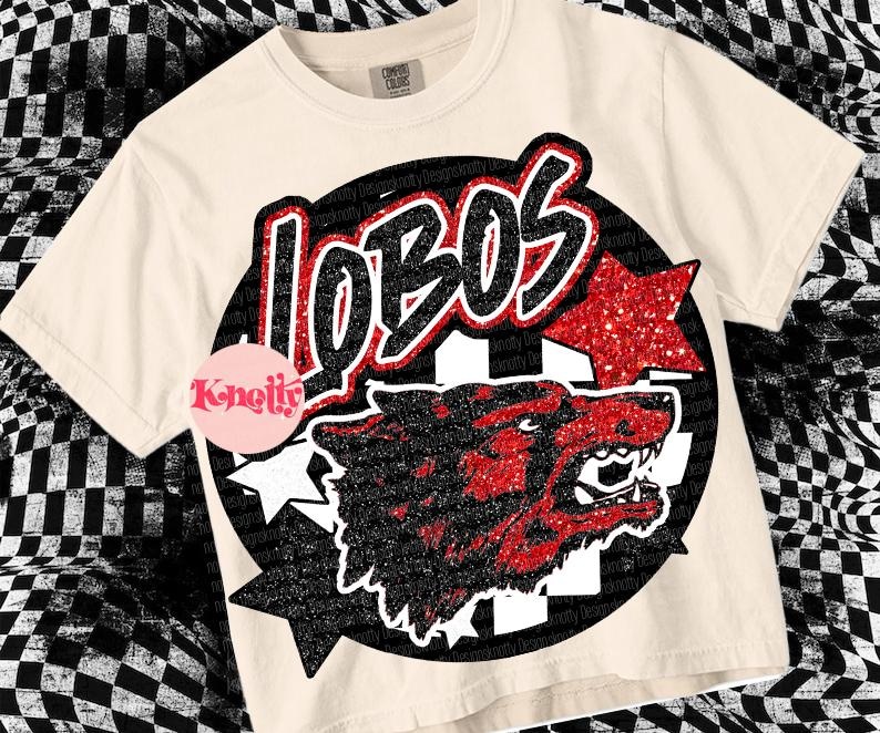 Retro Glitter - Mascot-lobos PNG - School Spirit Red Black - Etsy