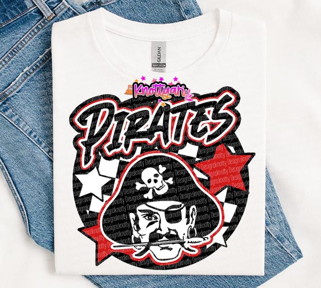 Retro Grunge Preppy PIRATE mascot PNG School Spirit Red Black - Etsy