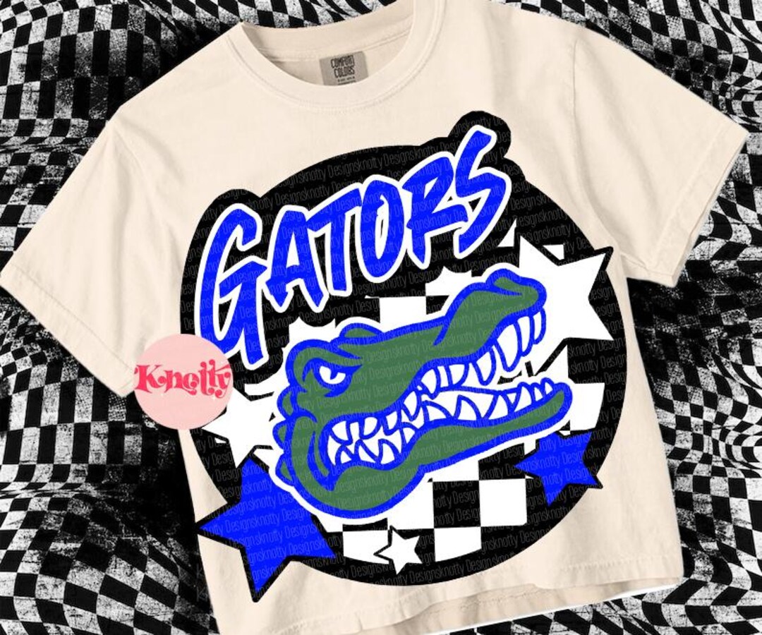 Retro Groovy Mascot-gators PNG white and Blue - Etsy
