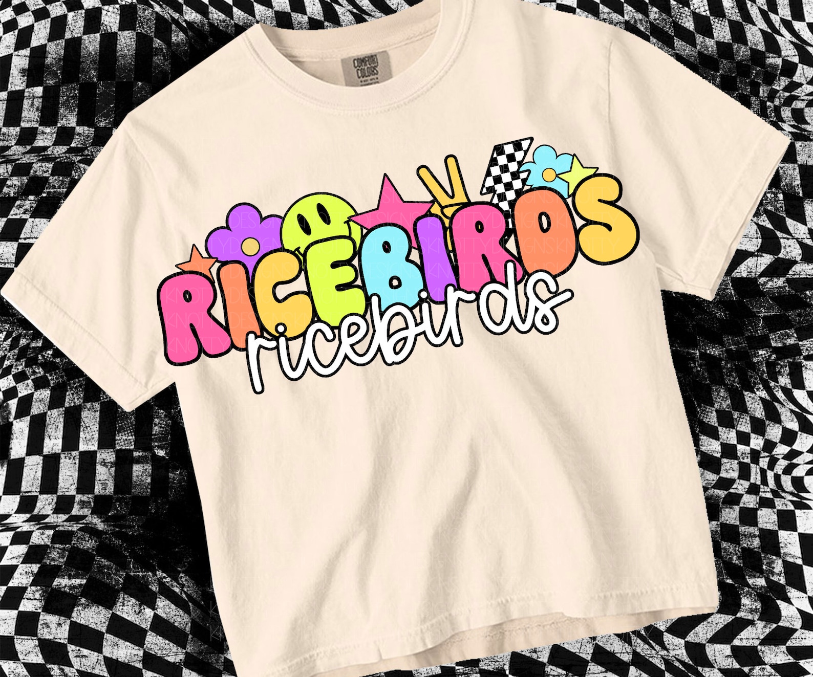Retro Pop Colorful Preppy Sticker Mascot-ricebirds PNG - School Spirit ...