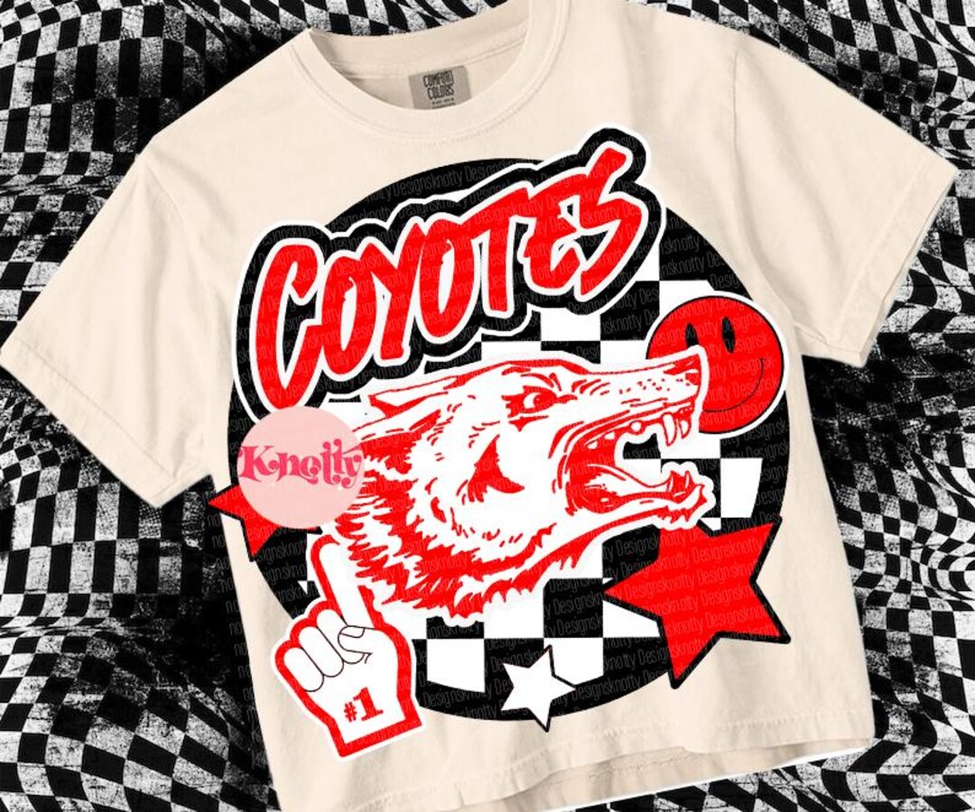 Retro Grunge Coyote Nation-mascot- Red Coyotes PNG - School Spirit - Etsy