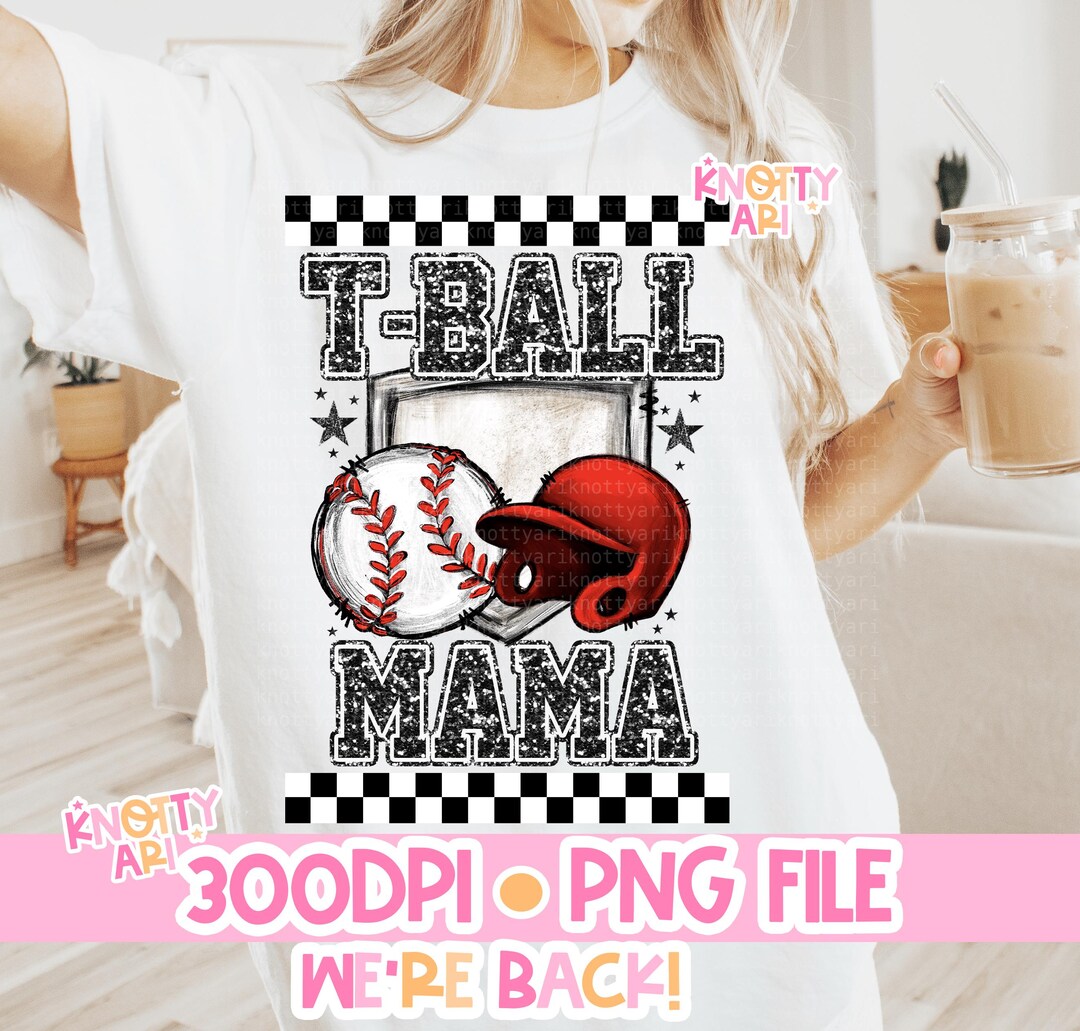 Cute Retro T-ball Mama Checkered PNG T-ball Mom Game Day Png T-ball ...
