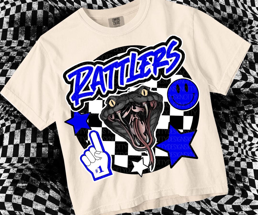 Retro Grunge - Mascot- Rattler PNG - School Spirit Blue - Etsy