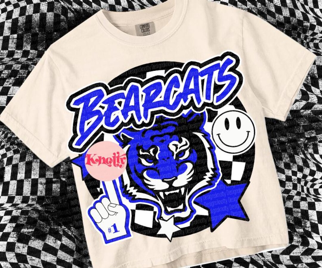 Retro Pop - Mascot-bearcats PNG - School Spirit Blue Black - Etsy