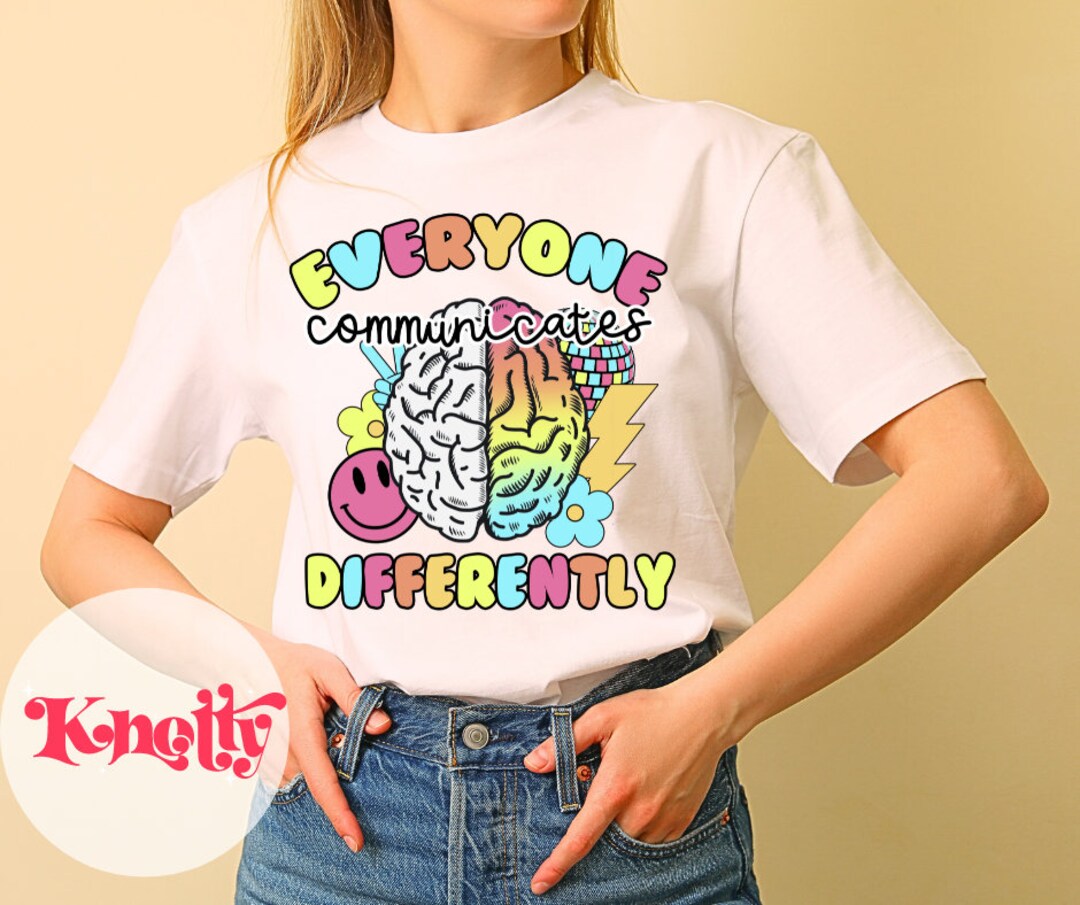Retro Pastel Autism Awareness Shirt- Everyone Communicates Differently ...