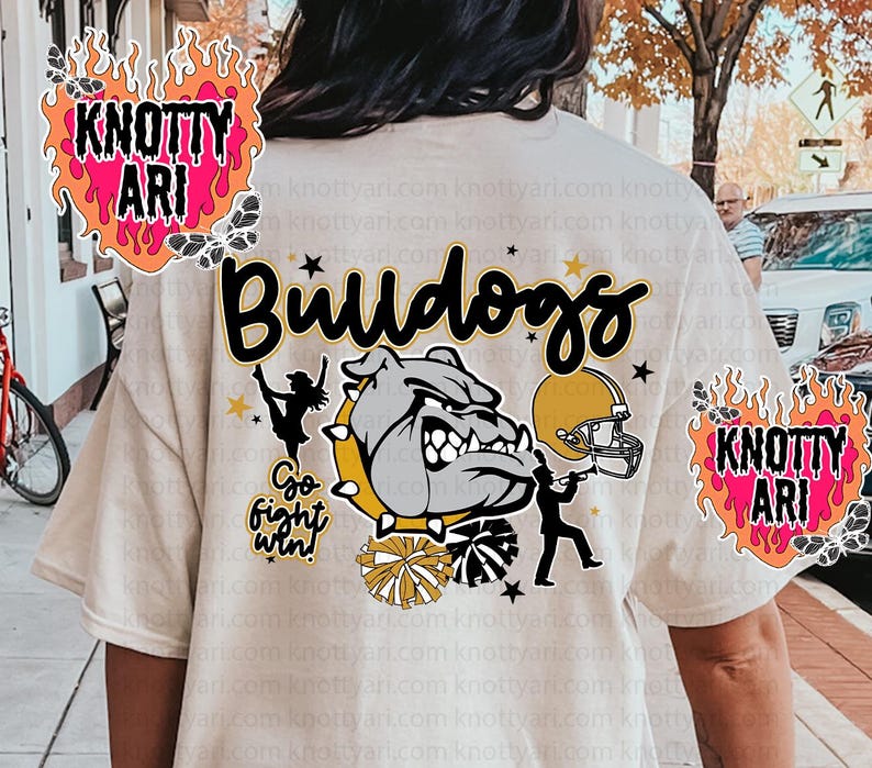 Retro - Mascot-bulldogs Collage PNG - School Spirit - Black Gold - Etsy