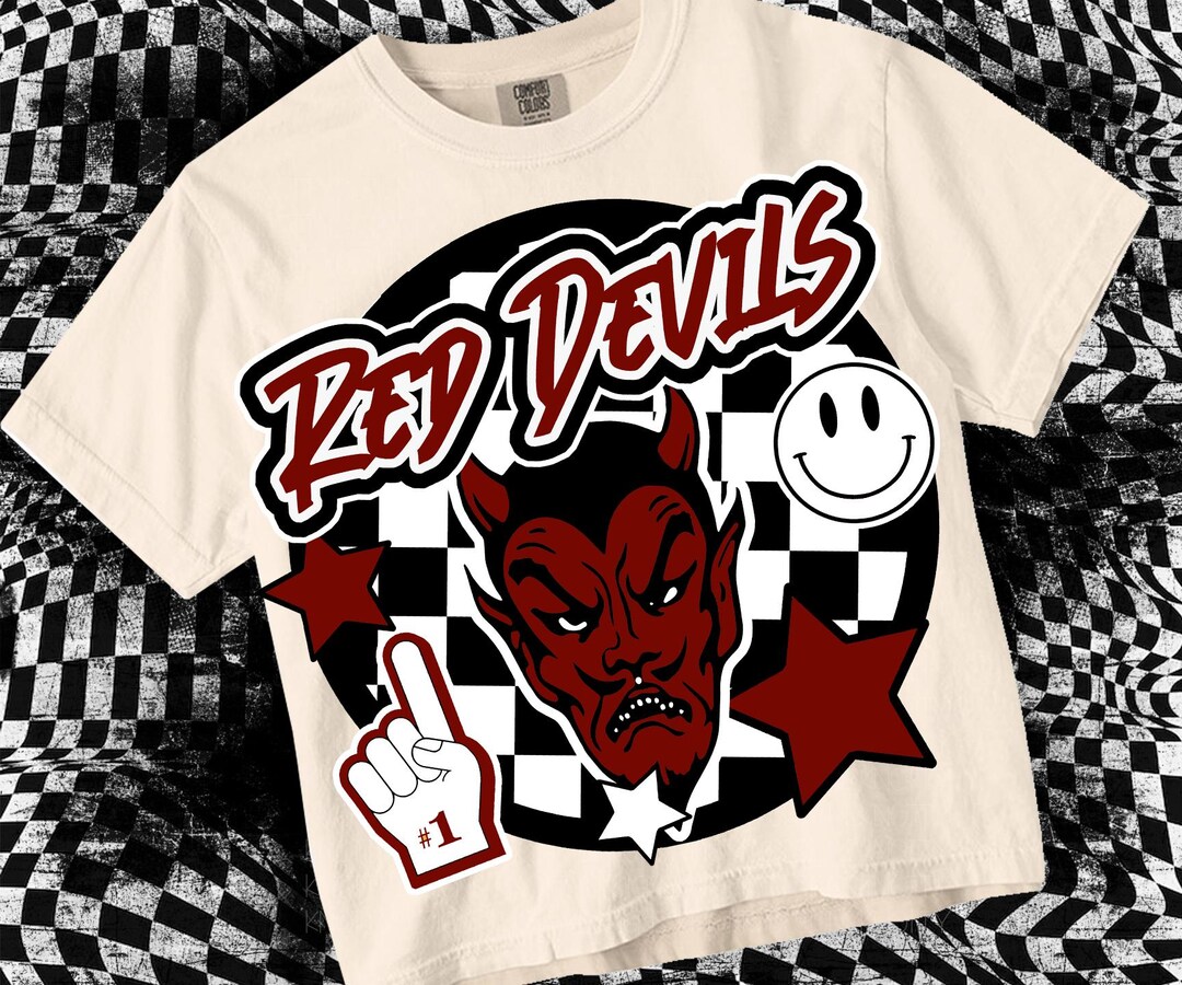 Retro Grunge - Mascot- Red Devils PNG - School Spirit - Etsy