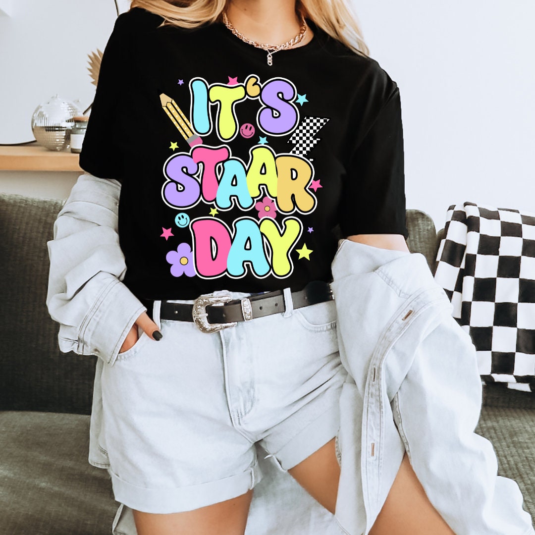 Retro Pastel TESTING Shirt- It's STAAR Day!- Teacher Shirt PNG - Etsy