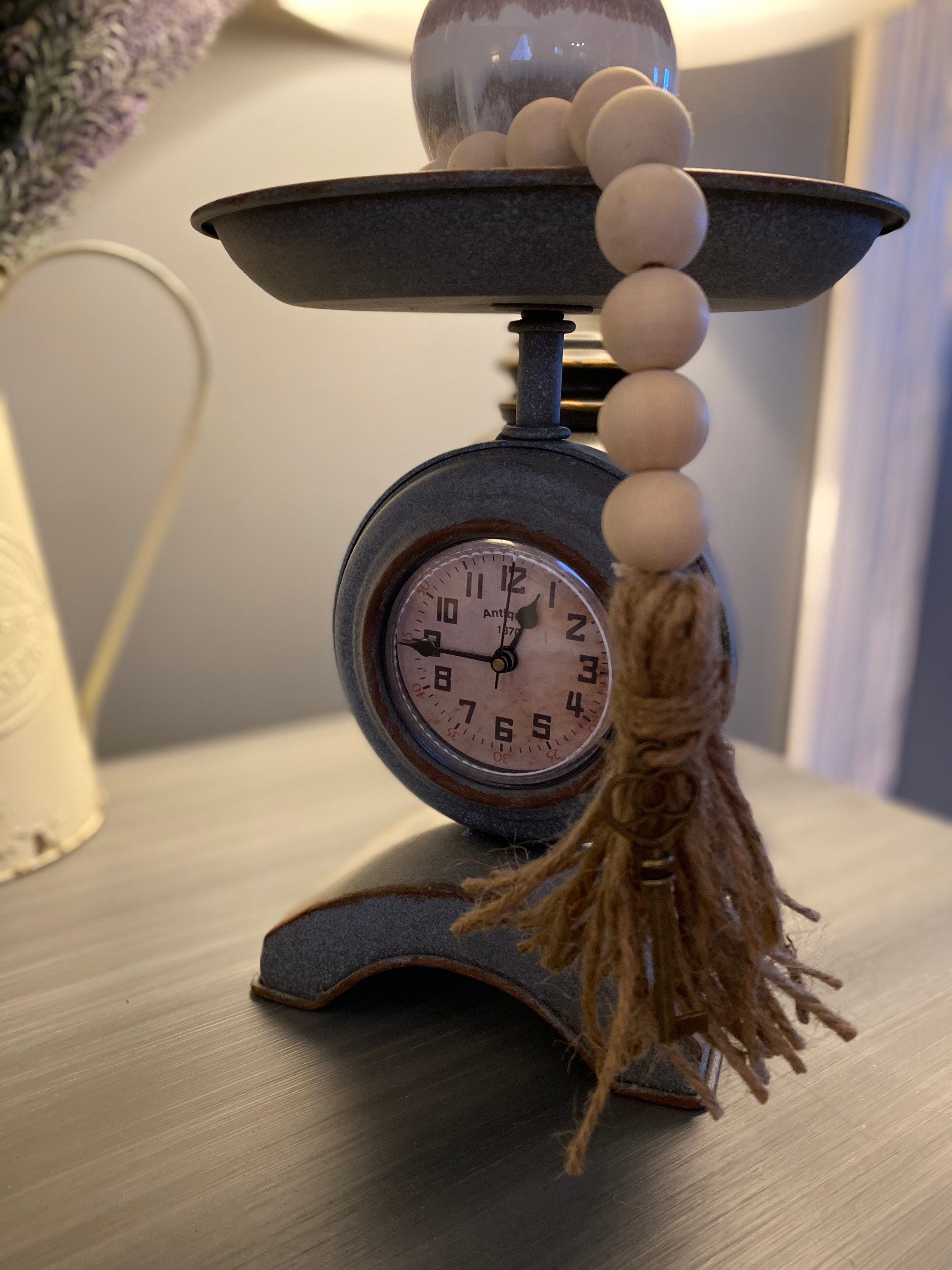 Wood Bead Garland With Vintage Key Accent/farmhouse Garland/ - Etsy