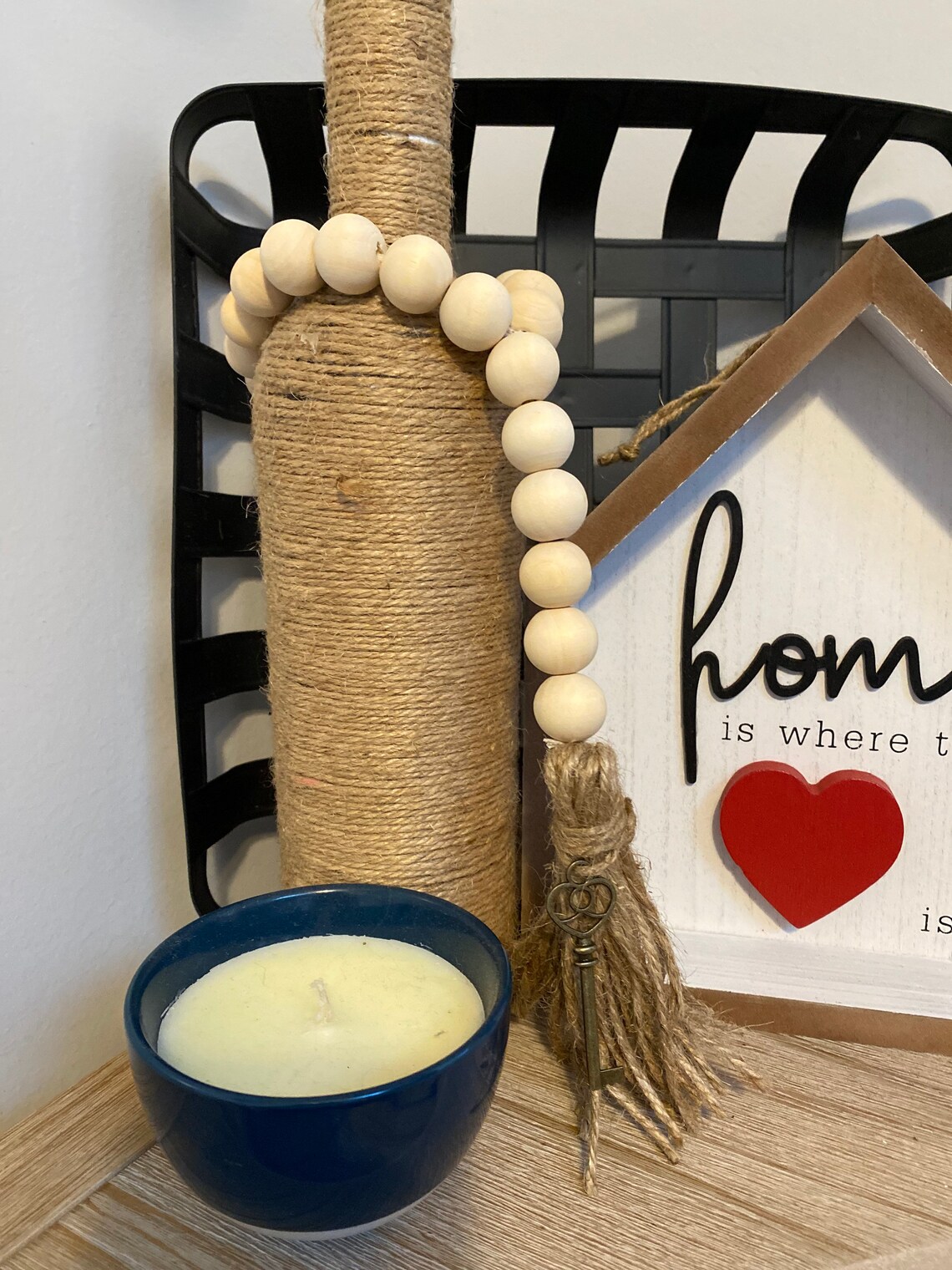 Wood Bead Garland With Vintage Key Accent/farmhouse Garland/ - Etsy