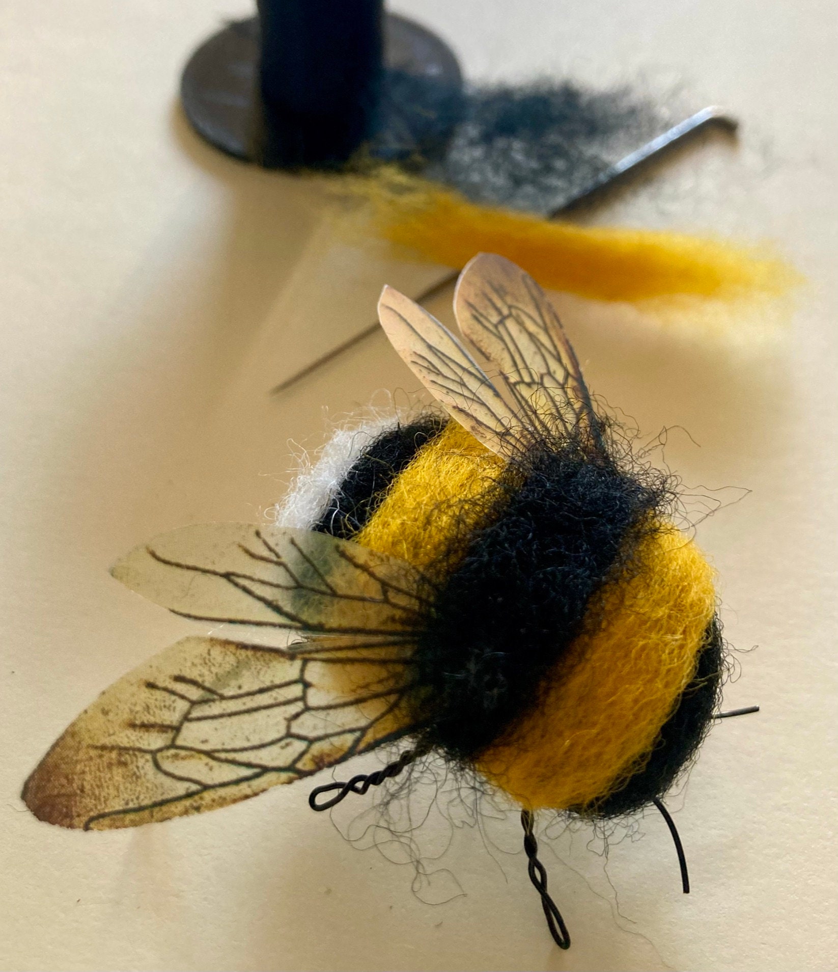 Fiber Arts Art & Collectibles Wool fluffy bees bee miniatures bumblebee ...
