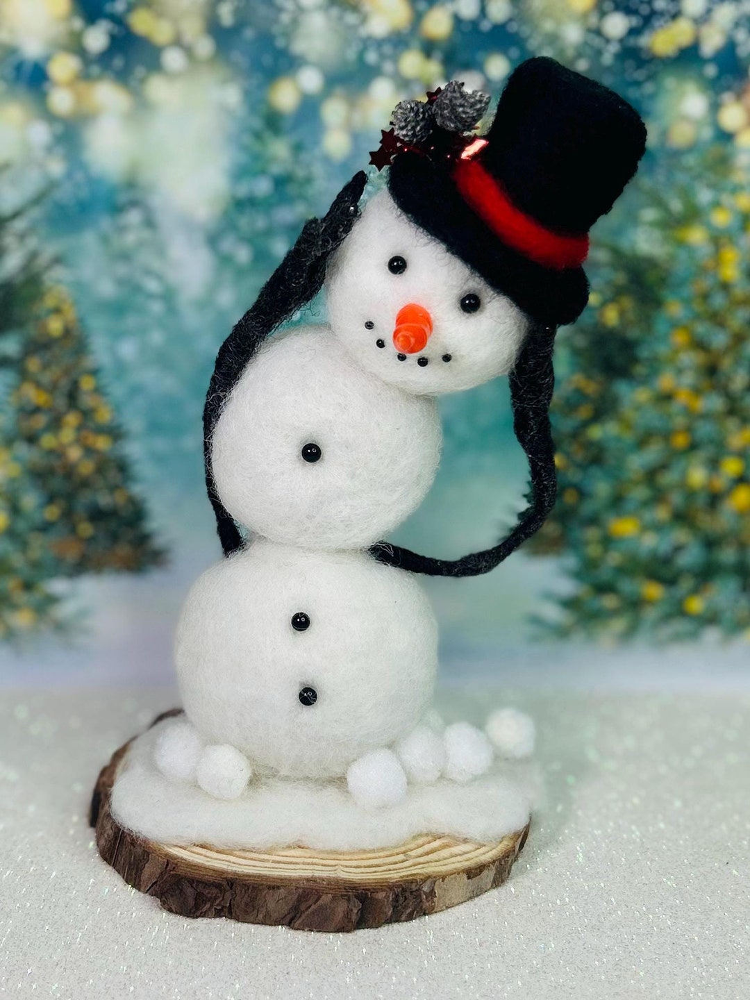 NEW Handmade Needle Felted Wool - “chilly Willy” the Christmas Snowman ...