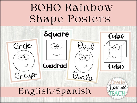 Boho Rainbow Shape Posters Bilingual Shape Posters - Etsy