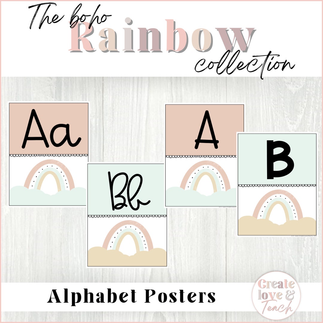 Boho Rainbow Alphabet Posters | Bilingual Alphabet Posters | Classroom ...
