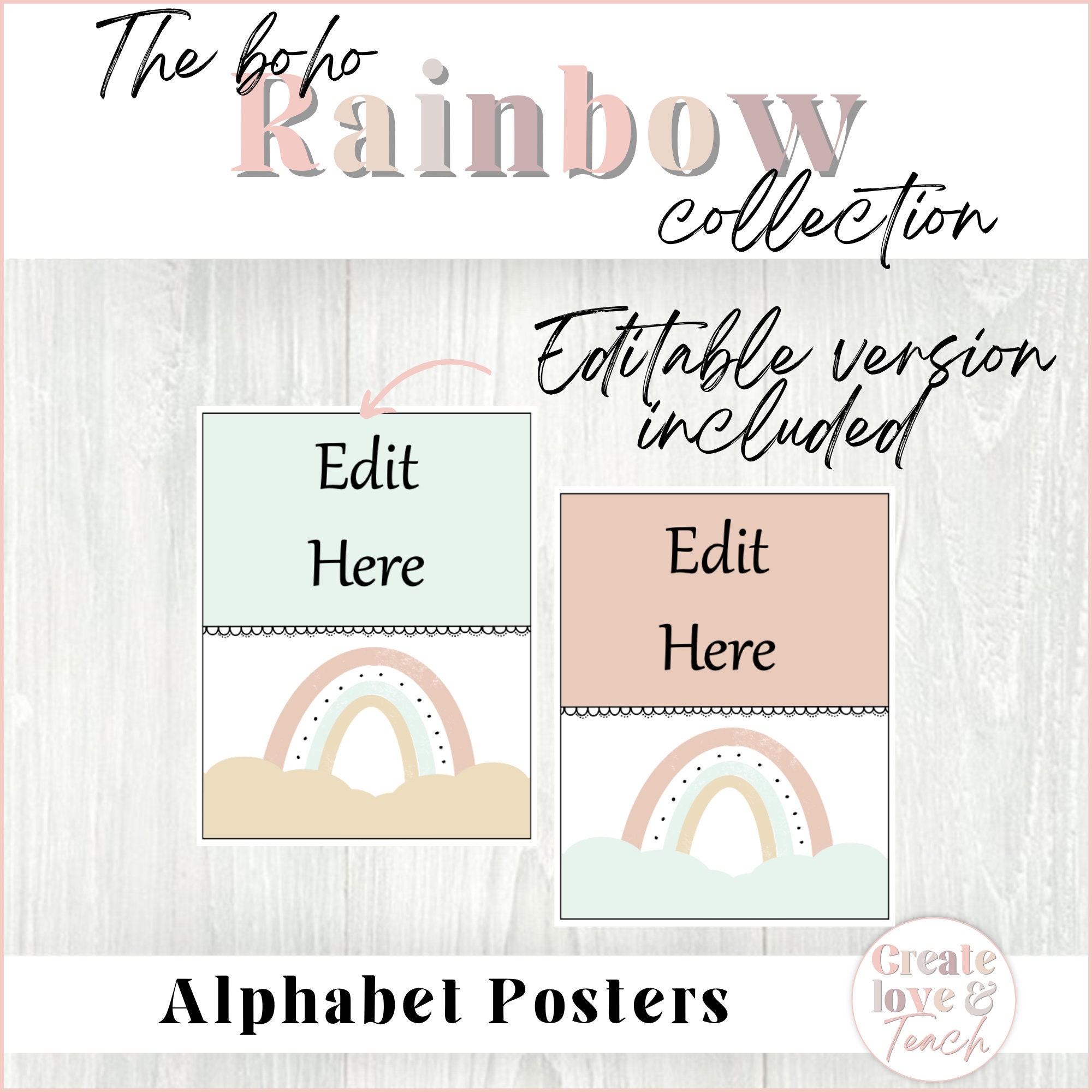 Boho Rainbow Alphabet Posters | Bilingual Alphabet Posters | Classroom ...