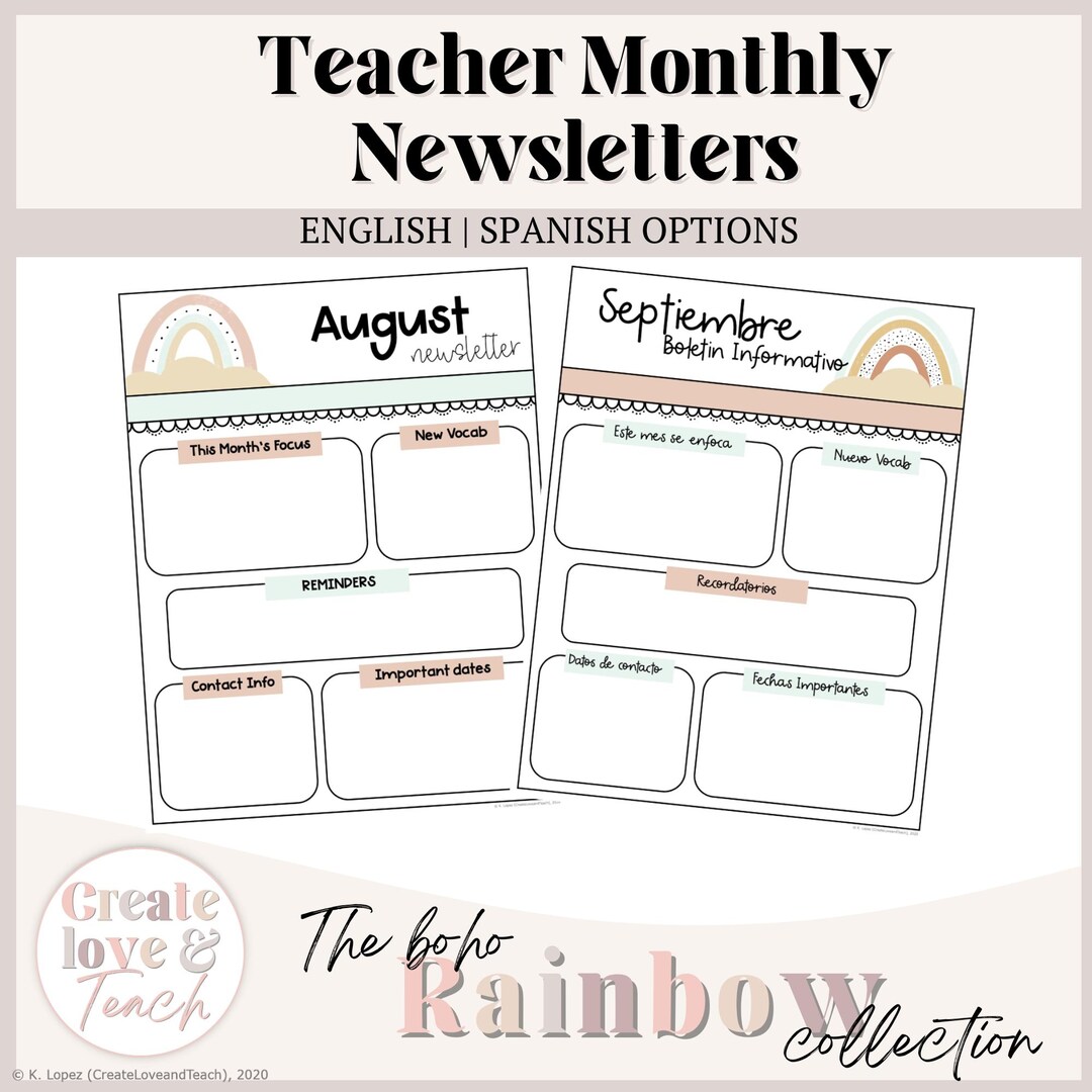 Editable Classroom Newsletter Template | Rainbow Classroom Theme ...