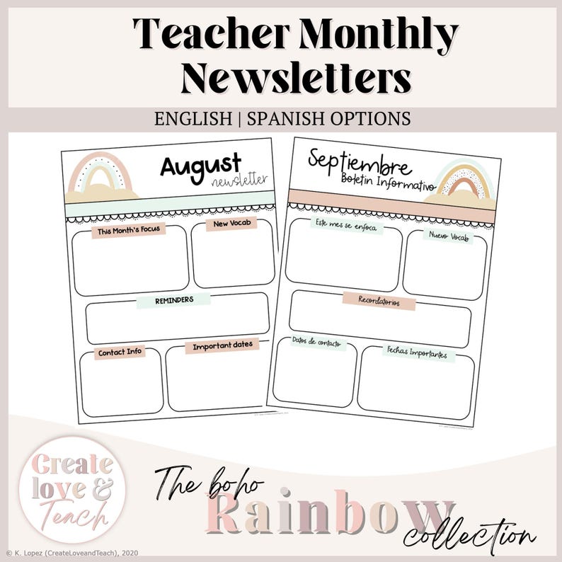 Editable Classroom Newsletter Template | Rainbow Classroom Theme ...