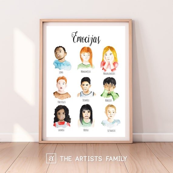 Emocijas Latviski Digitāli Drukājams Fails Bērnu Plakāts Etsy