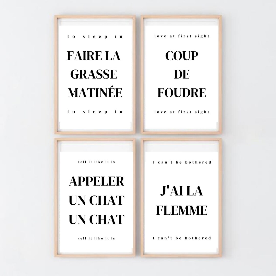 SET OF 4french Quote Posters | Black & White Contemporary | Minimalist ...