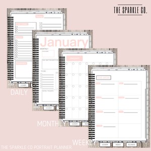 Undated Pink Leopard Print DIGITAL PLANNER +portrait Layout |the ...