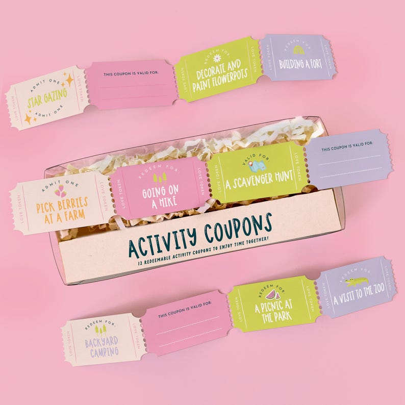 Spring Summer Activity Coupons for Kids, Personalized Gift for Kids ...
