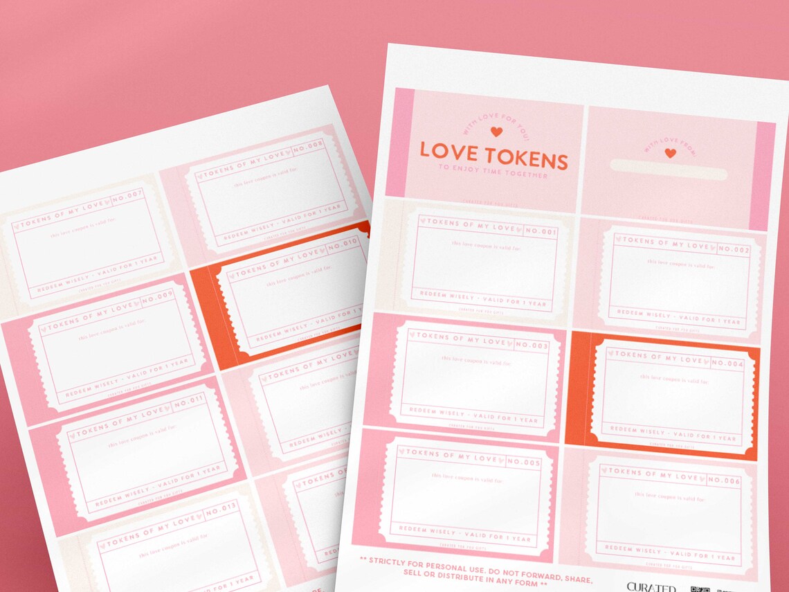 Printable Love Coupon Book Personalized Valentines Gift for Him Her ...